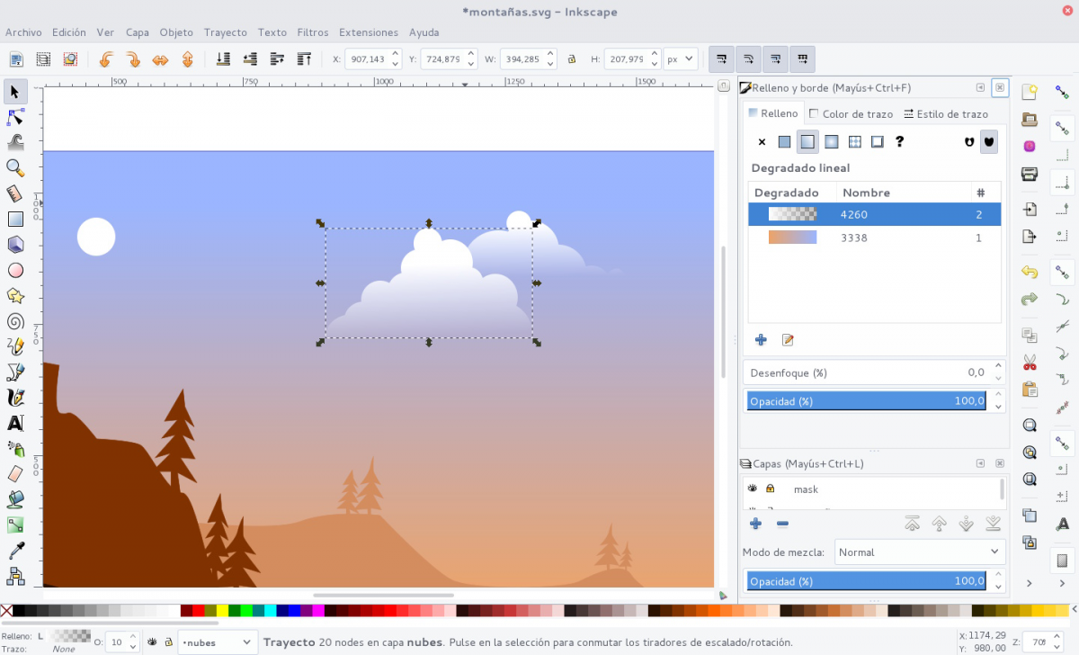Aprendé a dibujar nubes con Inkscape - Huayra